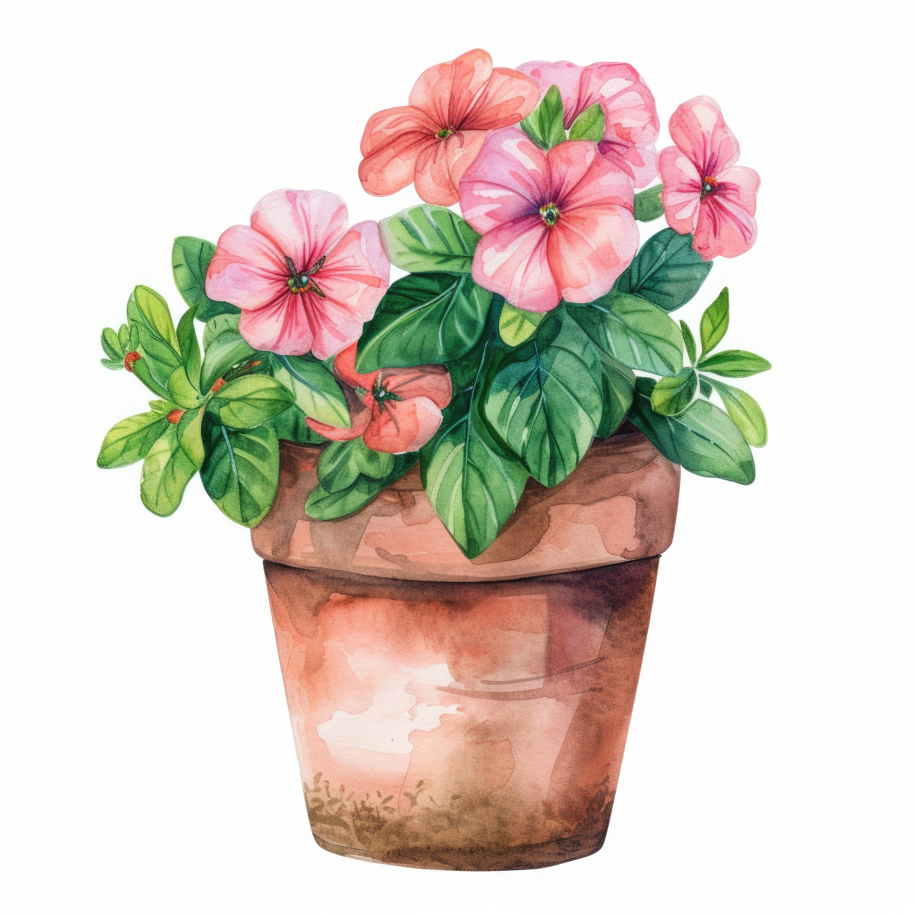 Flower Pot Clipart: Watercolor Potted Plant Images, Cute Plants Digital ...