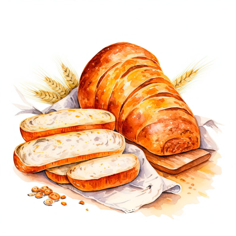 Bread Clipart Bundle: Bakery, Food, Watercolor Bread Images JPG ...