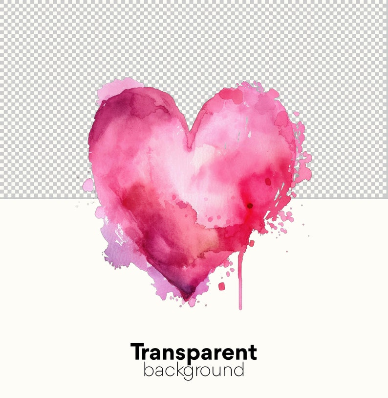 Pink Heart Clip Art, Heart Clipart, Watercolor Hearts for Mother's Day ...