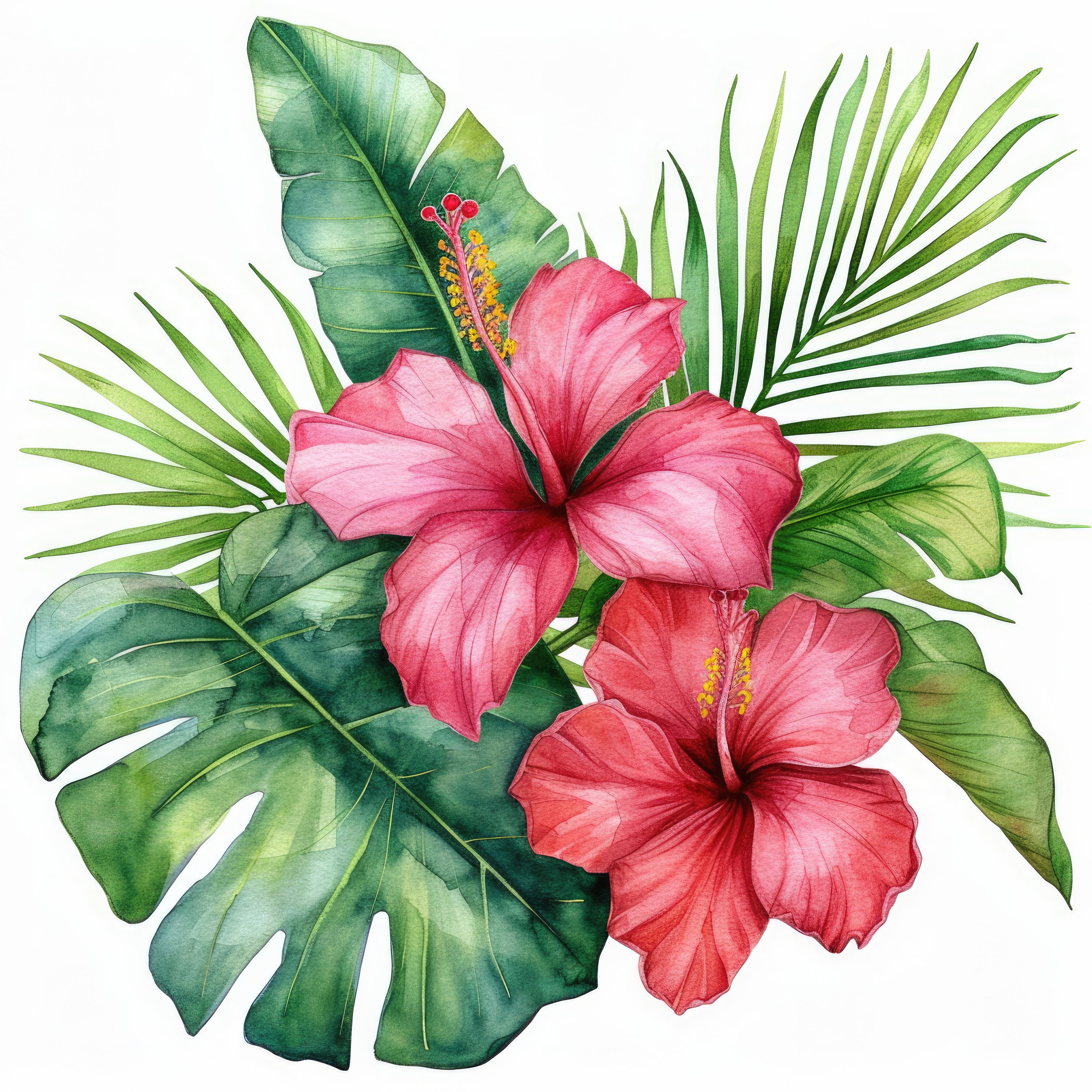 Hawaiian Clip Art: Watercolor Luau, Summer Clipart Bundle Tropical ...
