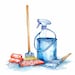 Cleaning Clipart: Watercolor Cleaning Supplies, Laundry Clipart, Hand ...