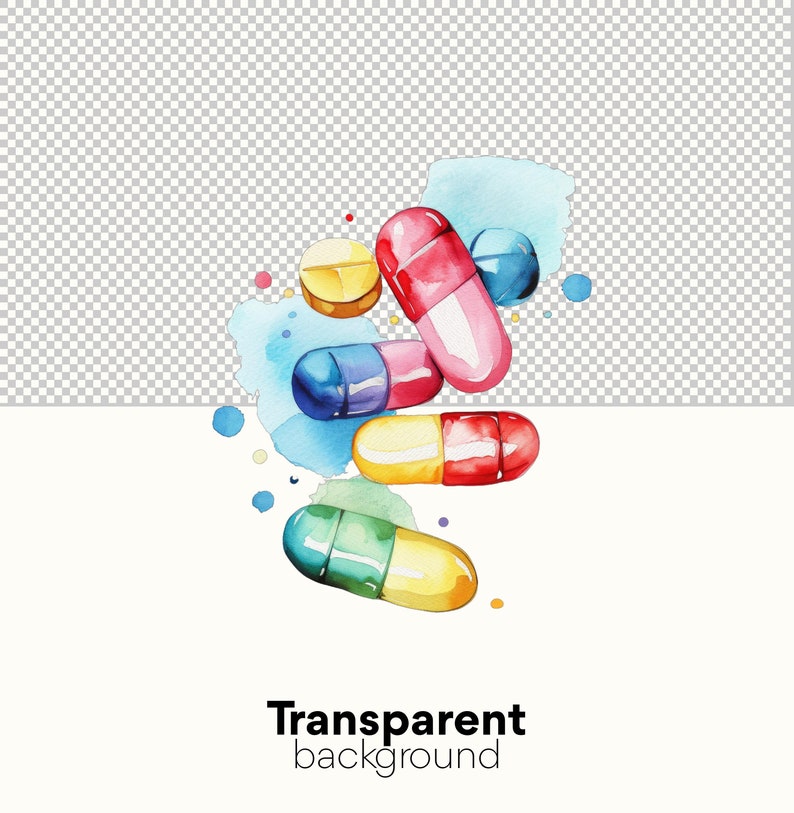 Pills Clipart: Rainbow Pills, Medicine and Medication Clipart, Health ...