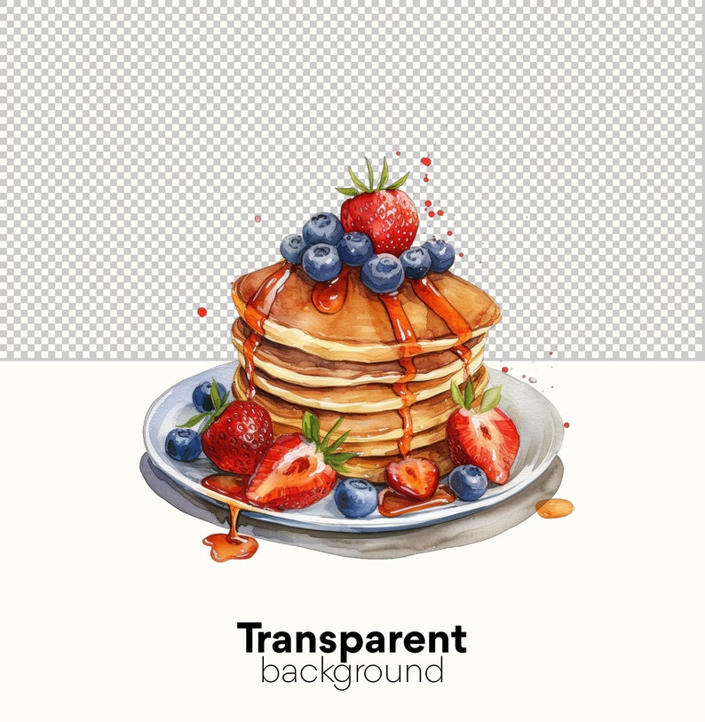 Pancake Clipart Bundle: Watercolor Pancake, Food, Breakfast, Brunch ...