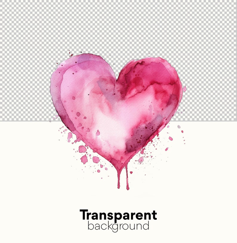 Pink Heart Clip Art, Heart Clipart, Watercolor Hearts for Mother's Day ...