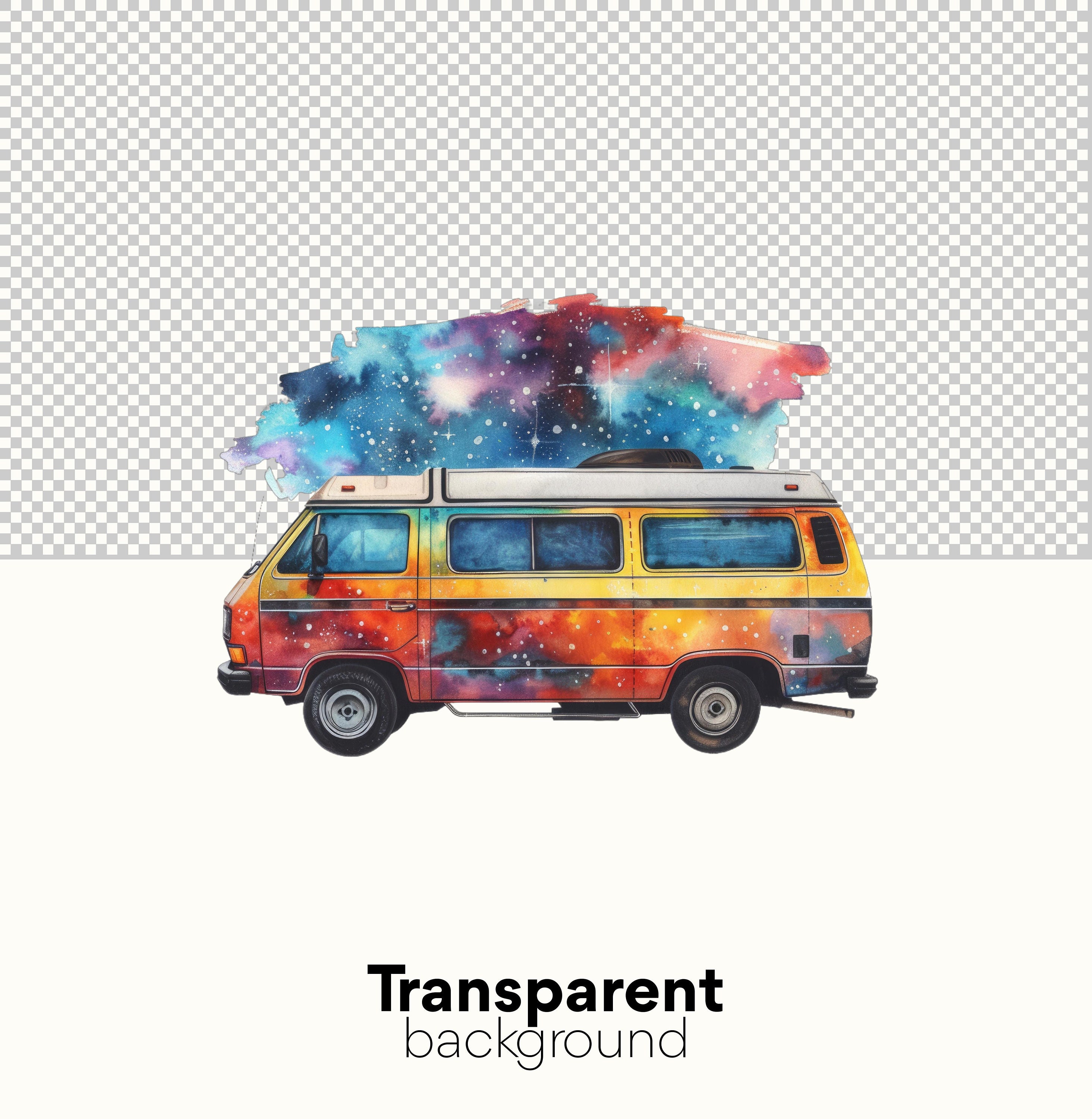 Van Clipart Bundle: Watercolor Car, Camper & Campervan Pngs Camping ...