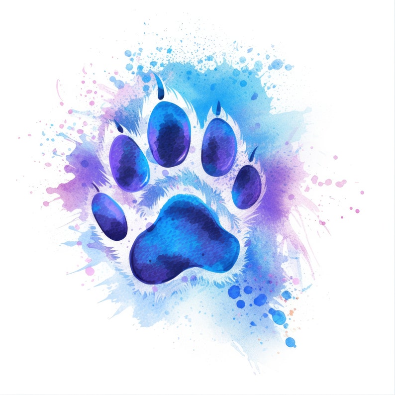 Cat Paw Print Clip Art | 29 High-quality Jpgs - Watercolor, Digital ...