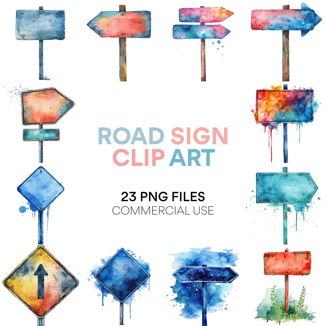Road Sign Clip Art Bundle - Commercial Use Planner Clipart With ...