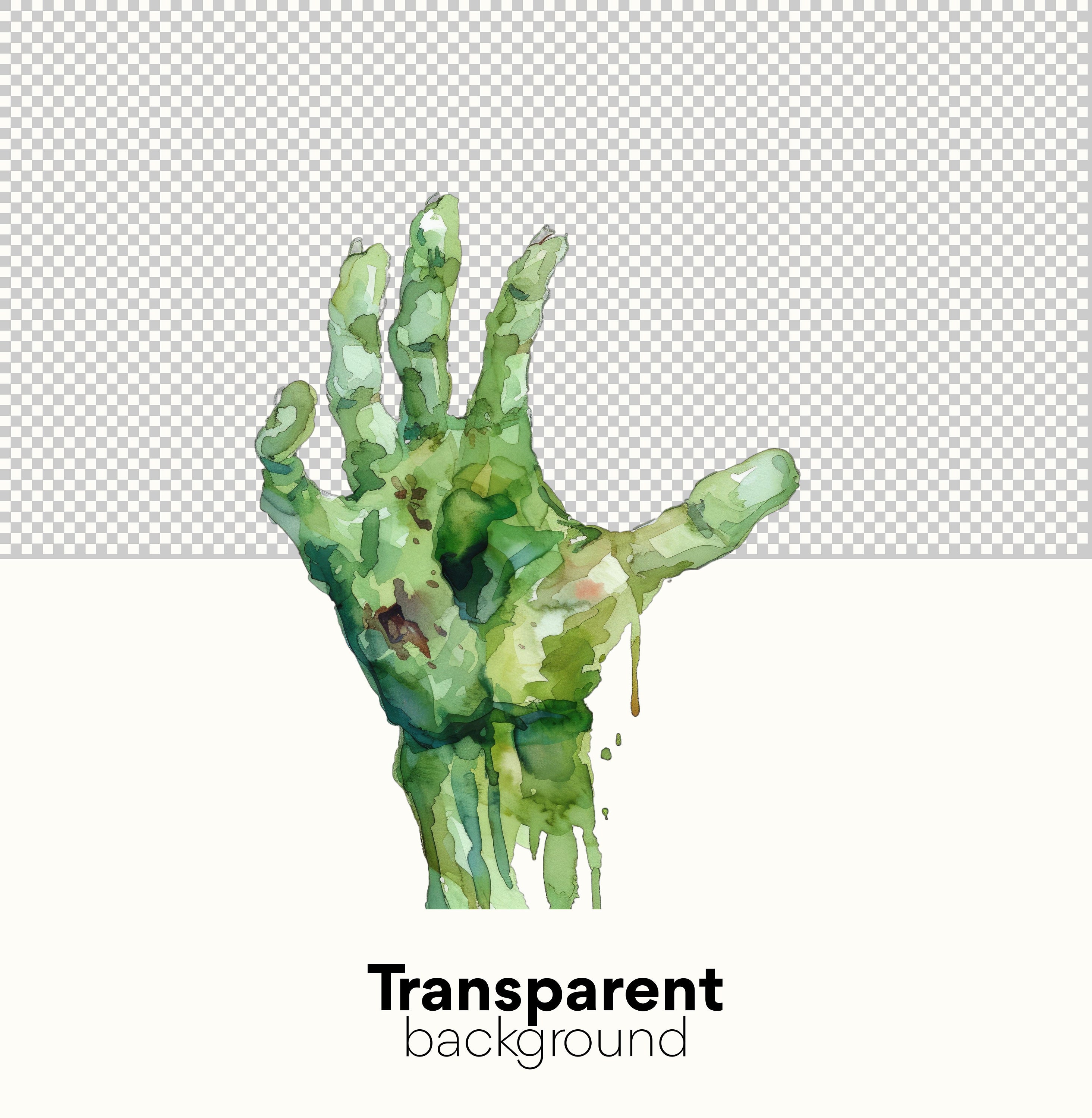 Zombie Hand Clipart Halloween Watercolor Art for Card Making, Collage ...