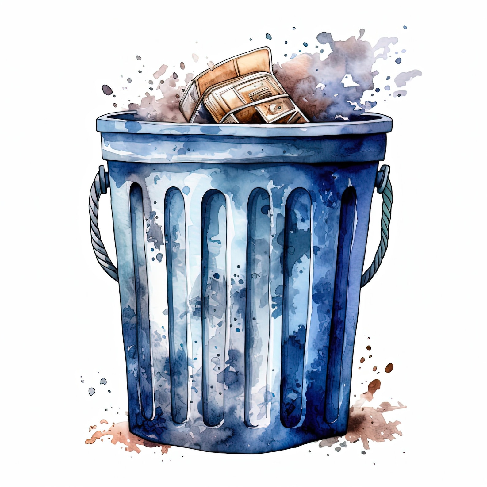 Trash Can Clipart, Cute Garbage Can Digital Clip Art, Planner Clipart ...