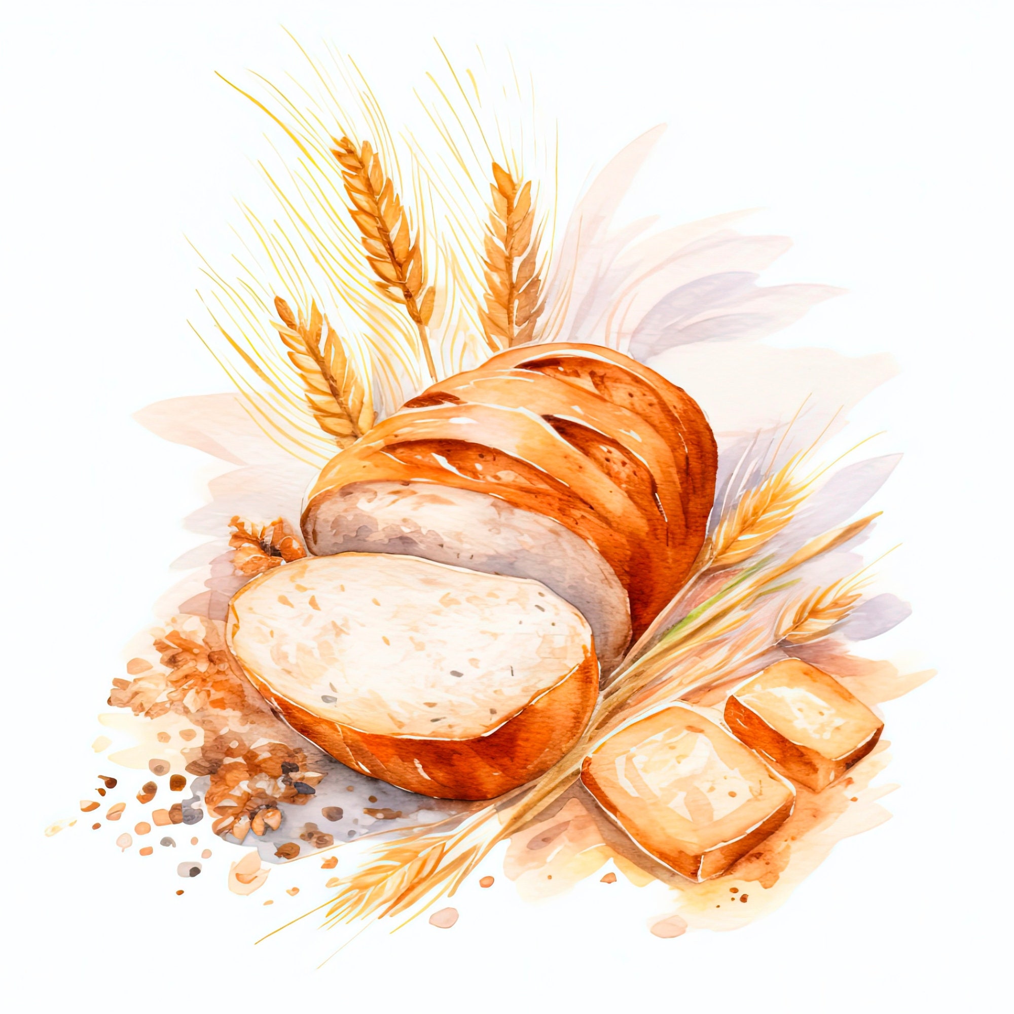 Bread Clipart Bundle: Bakery, Food, Watercolor Bread Images JPG ...