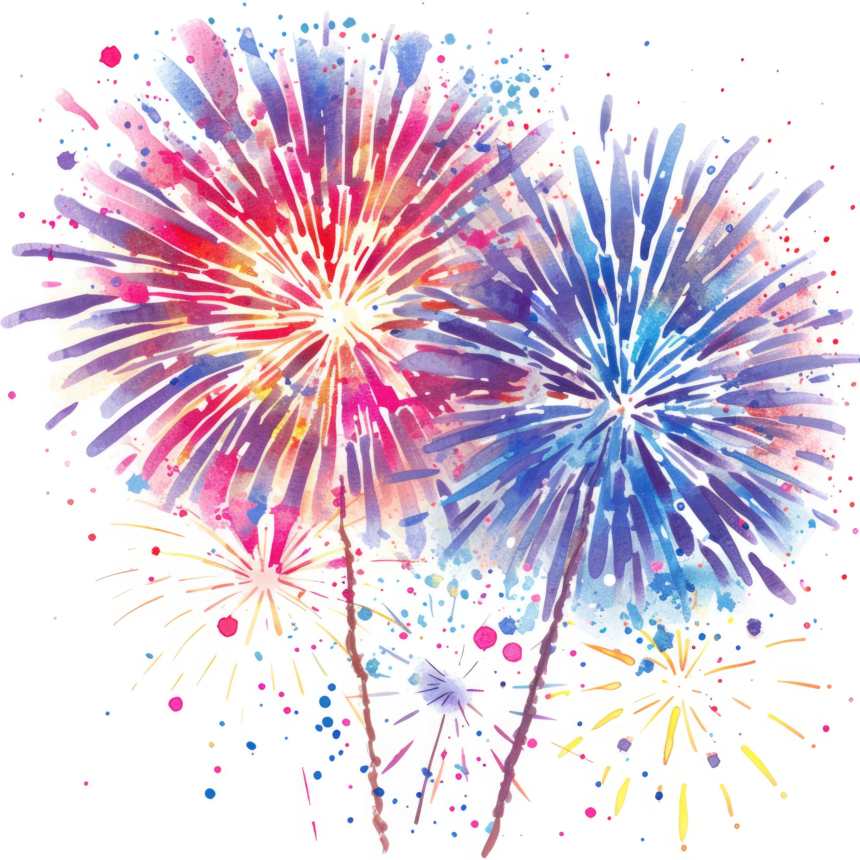 Fireworks Clipart, Watercolor Fireworks, Patriotic & BBQ Clipart for ...