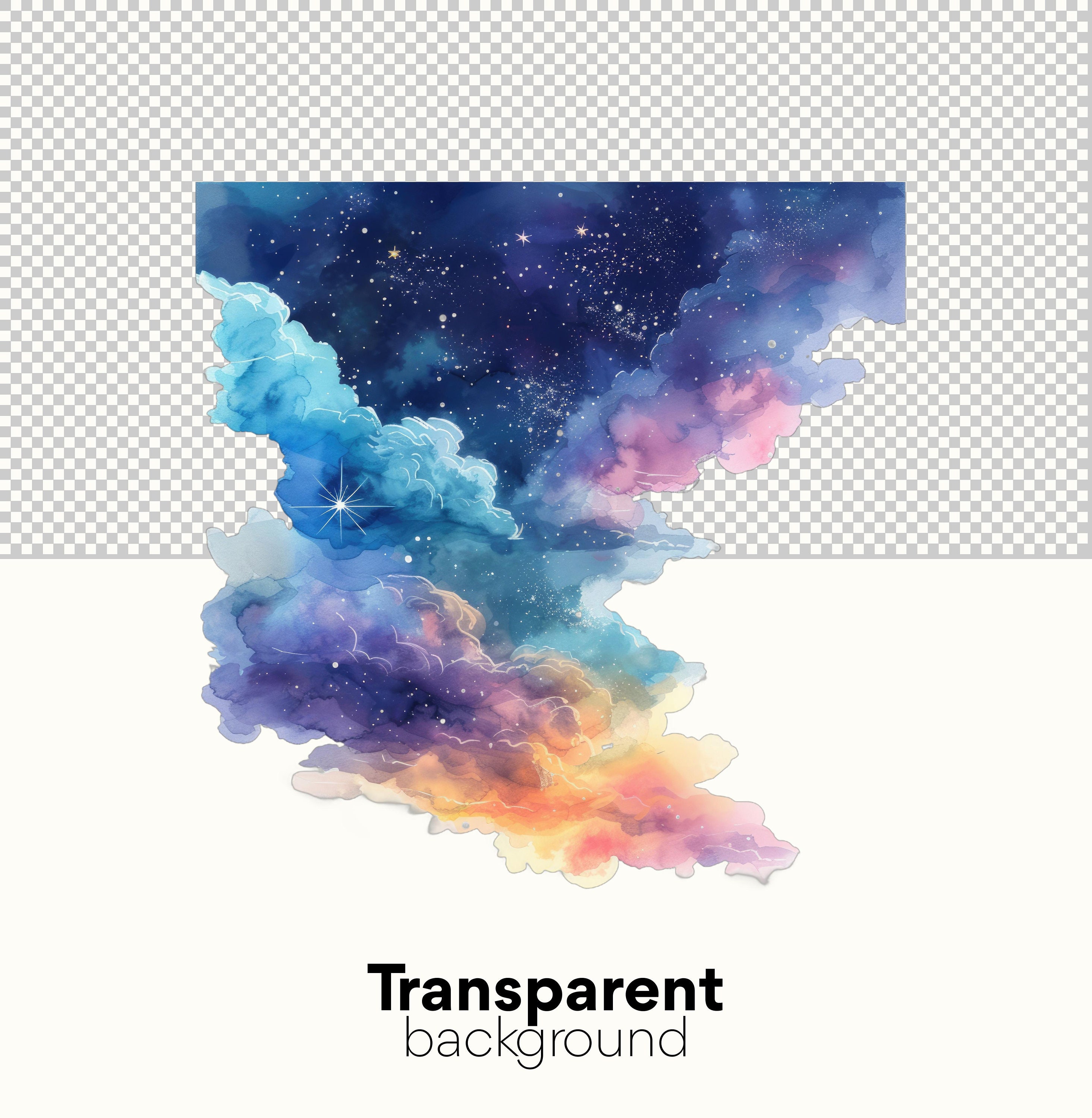 Sky Clipart Digital Paper: Night Sky Scrapbooking Paper, Watercolor Sky ...