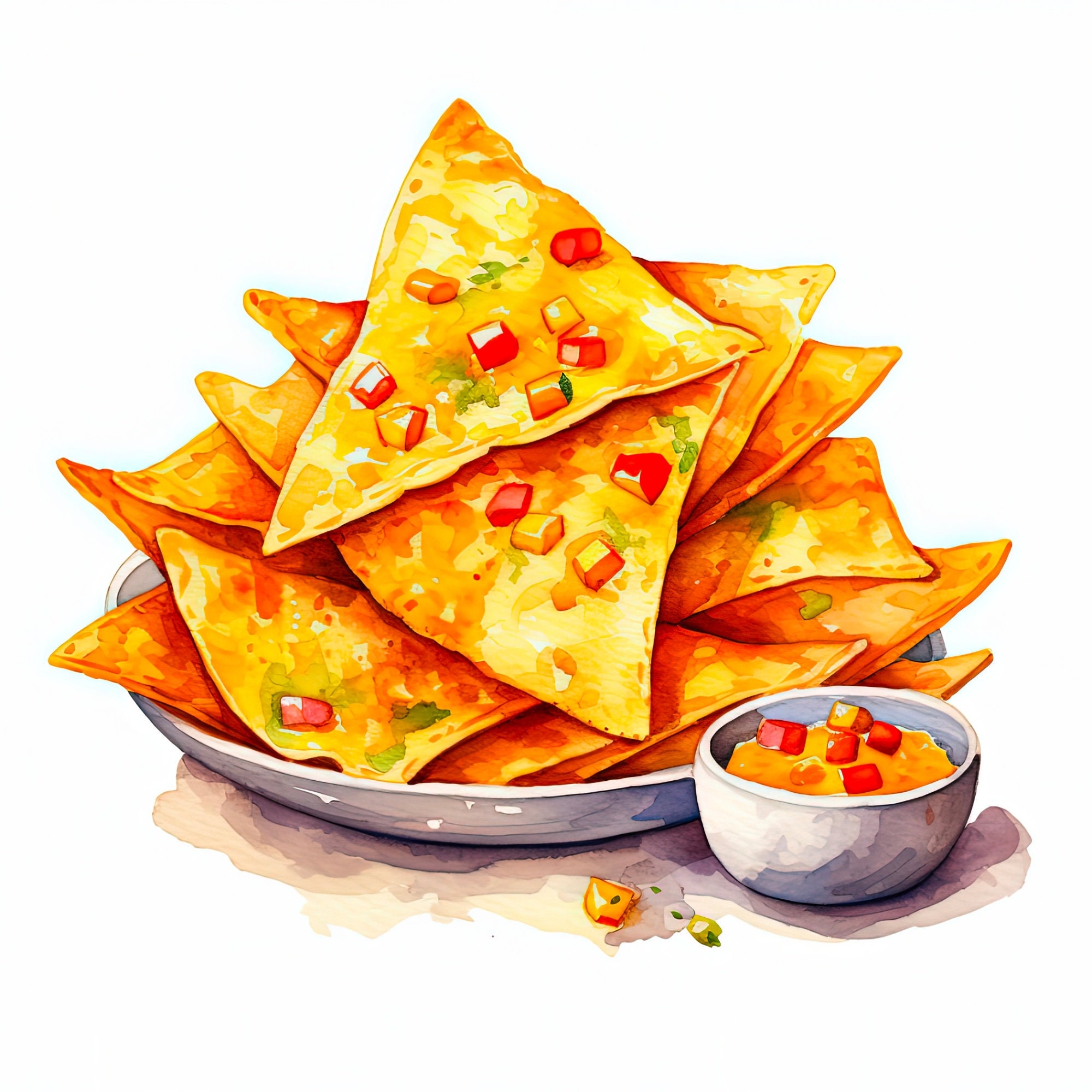 Nachos Clipart Pack: Kawaii Nacho, Burrito, Taco, Fiesta Clipart ...