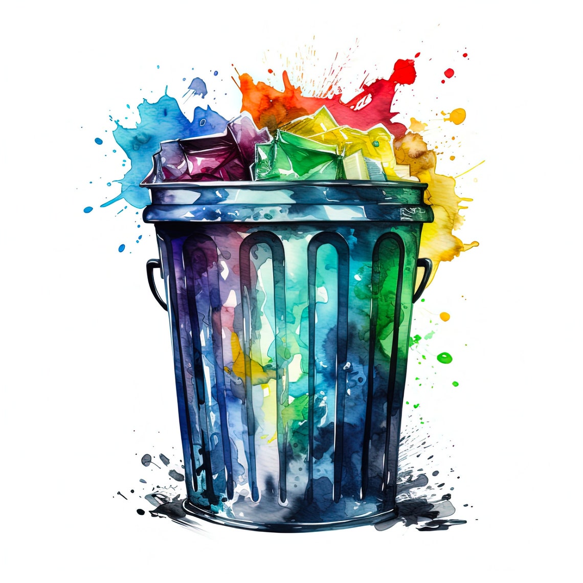 Trash Can Clipart, Cute Garbage Can Digital Clip Art, Planner Clipart ...