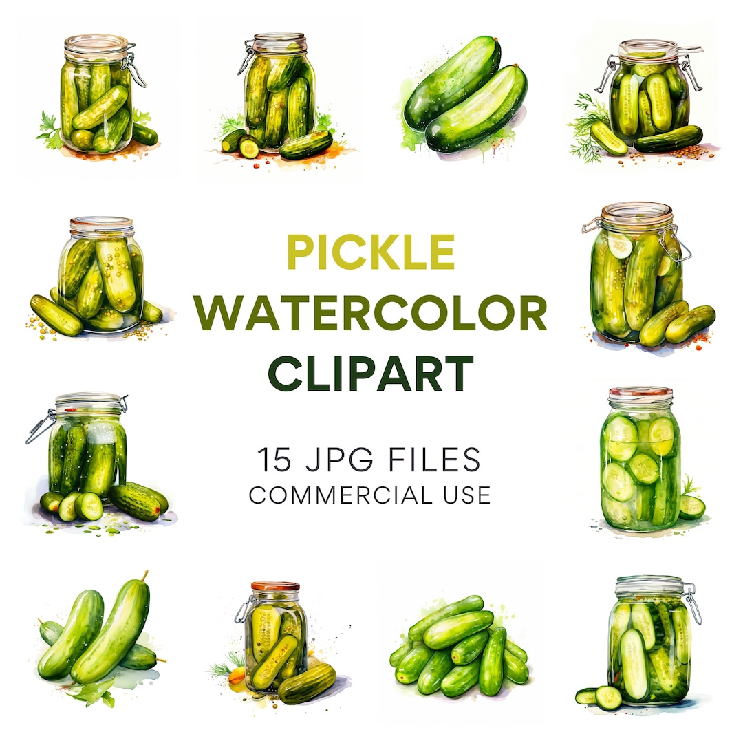 Pickle Clipart Bundle, Watercolor Pickles, Digital Download, Autumn ...