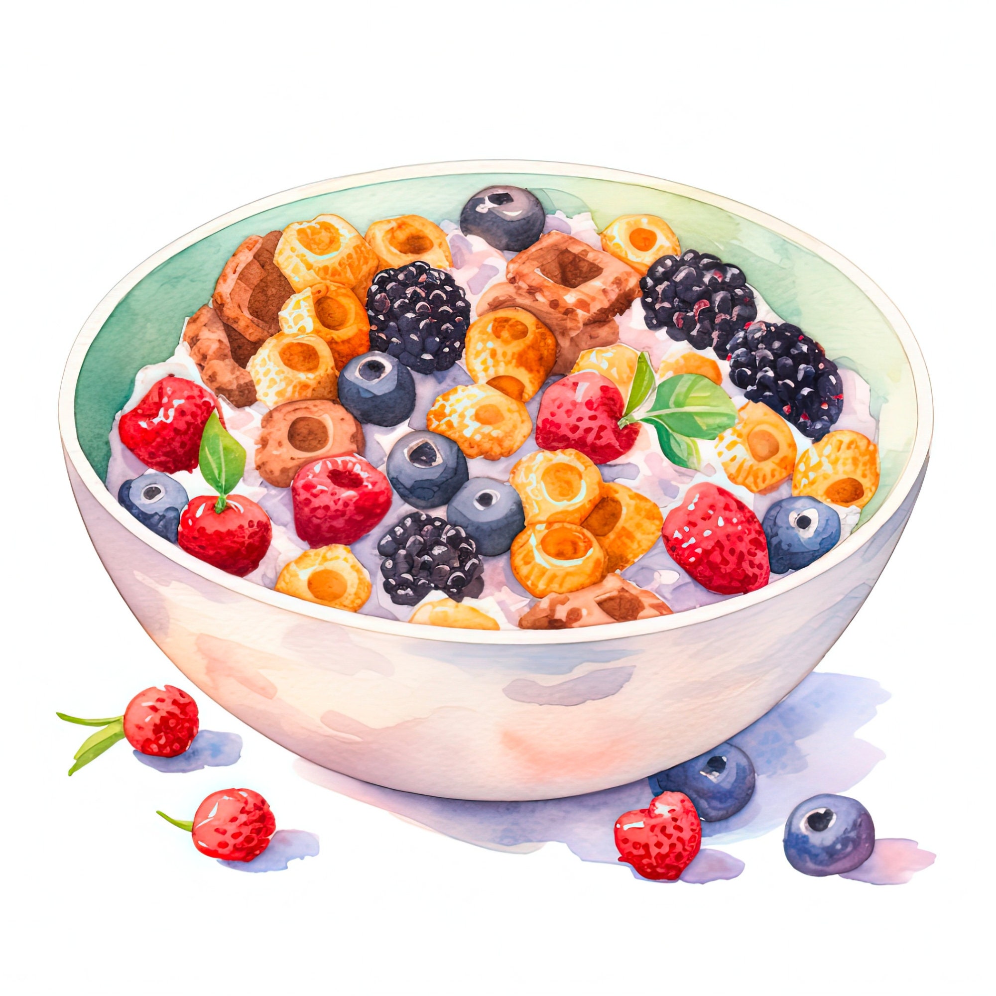 Cereal Clipart: Breakfast Food Digital Art for Scrapbooking, Cupcake ...
