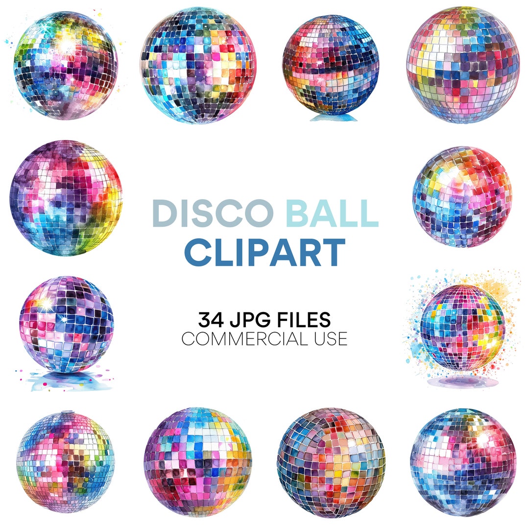 Disco Ball Clipart: Party Disco Balls, Dance Mirror 80's Clipart ...
