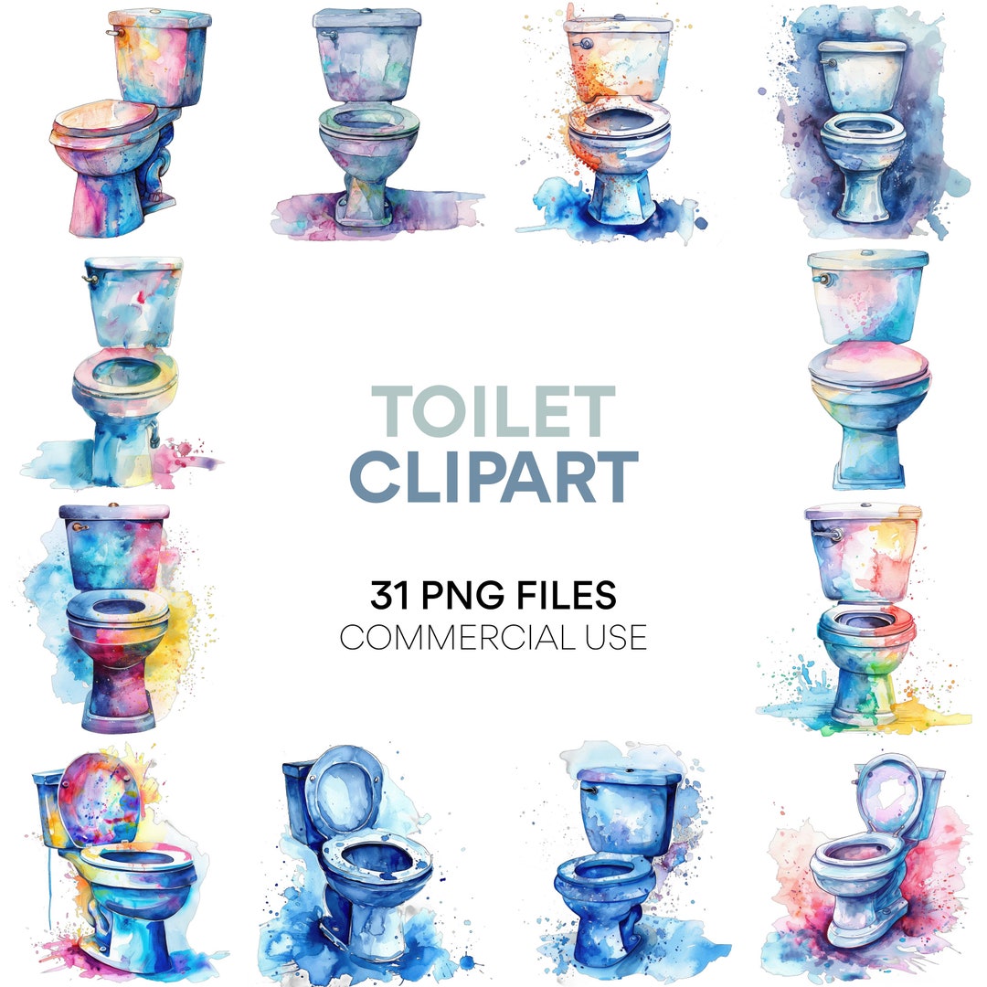 Toilet Clipart: Digital Scrapbook Bathroom Elements, Hygiene Clip Art ...