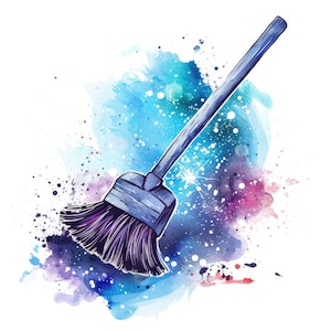 Cleaning Clipart: Watercolor Cleaning Supplies, Laundry Clipart, Hand ...