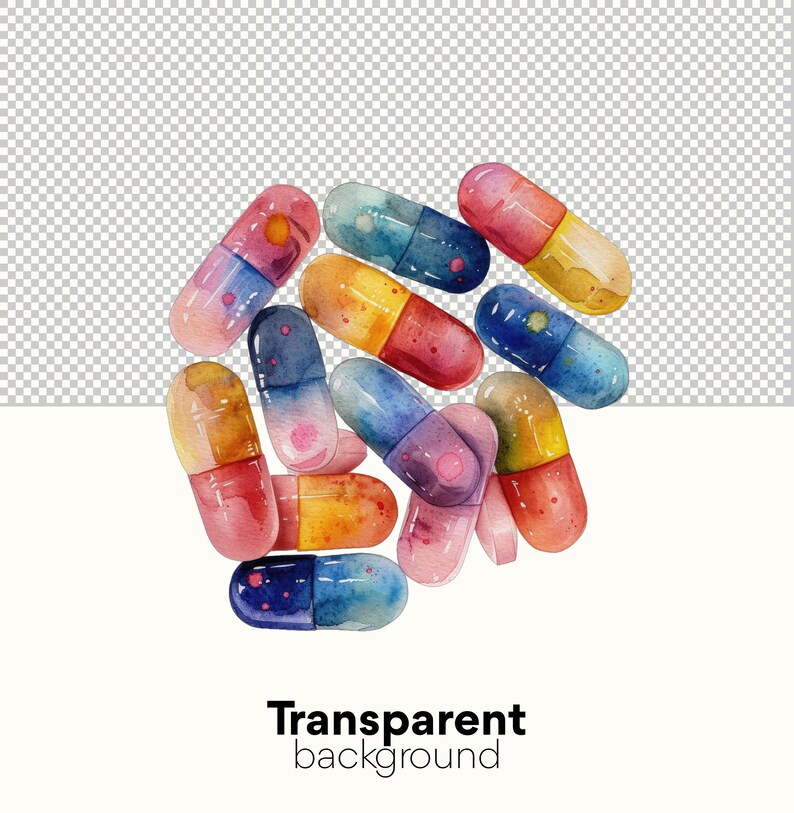 Pills Clipart: Rainbow Pills, Medicine and Medication Clipart, Health ...