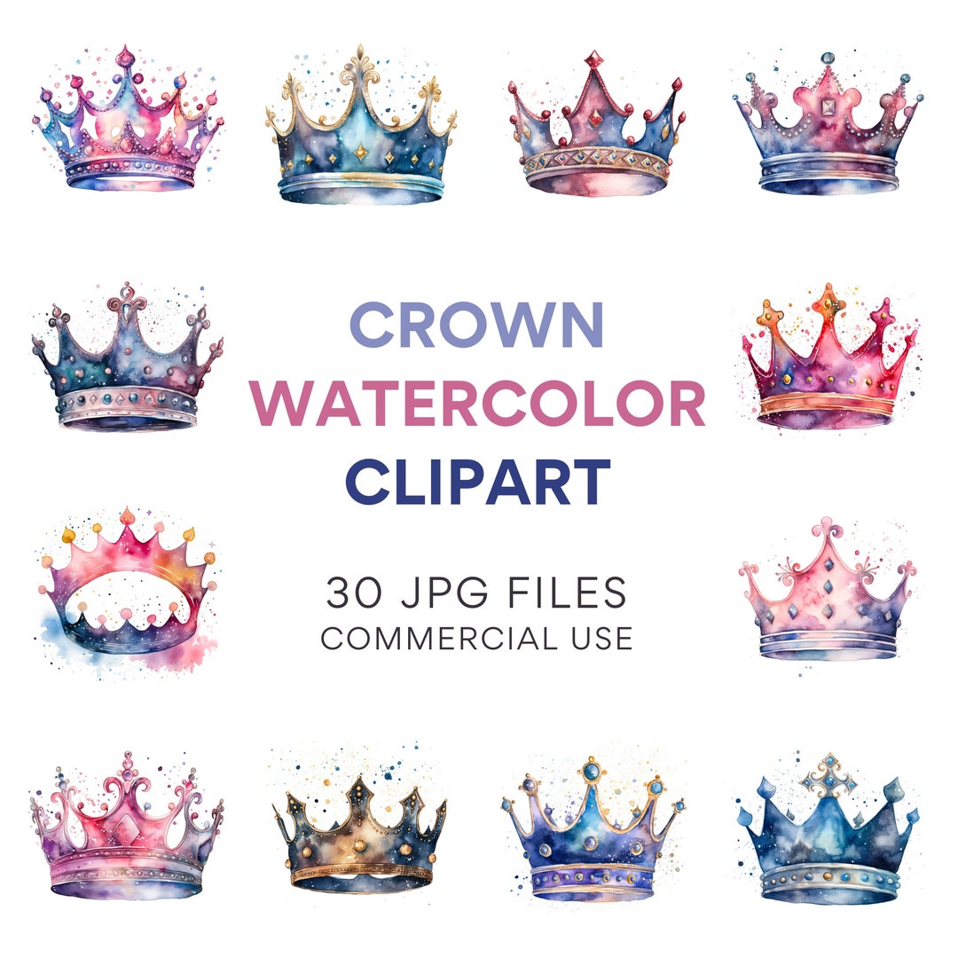 Crown Clipart Watercolor Collection Tiara, Princess Crown Clip Art ...