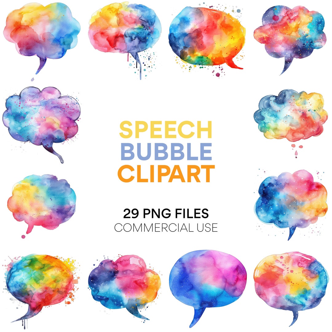 Speech Bubble Clipart, Thought Bubbles, Commercial Use PNG Digital Hand ...