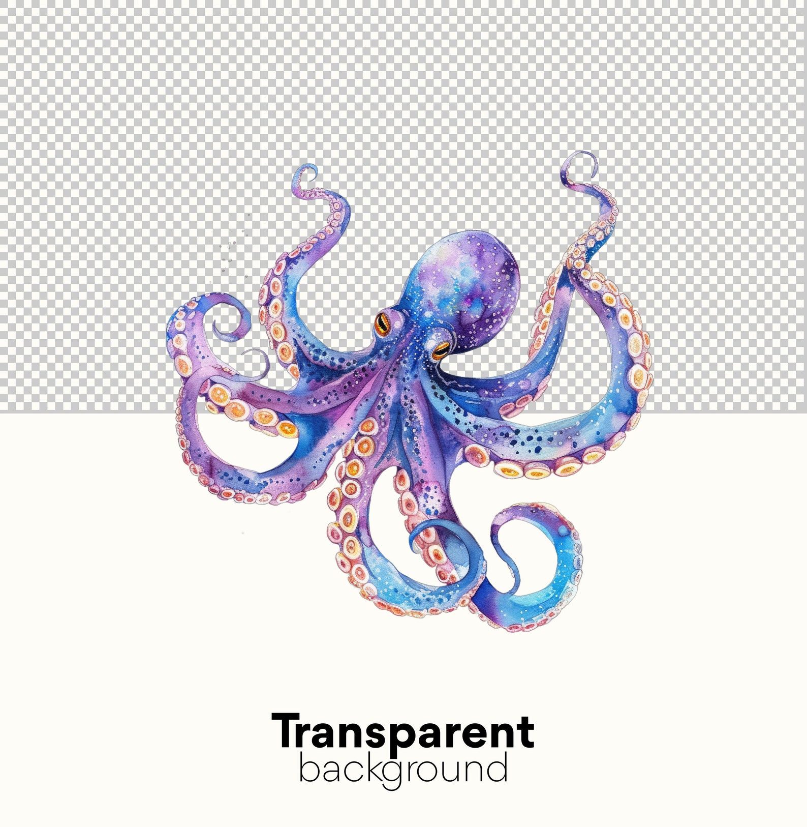 Octopus Clipart: Cute Watercolor Octopus Digital Download for ...