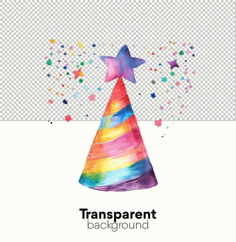 Party Hat Clipart: Birthday Clipart, Digital Download, Watercolor Party ...