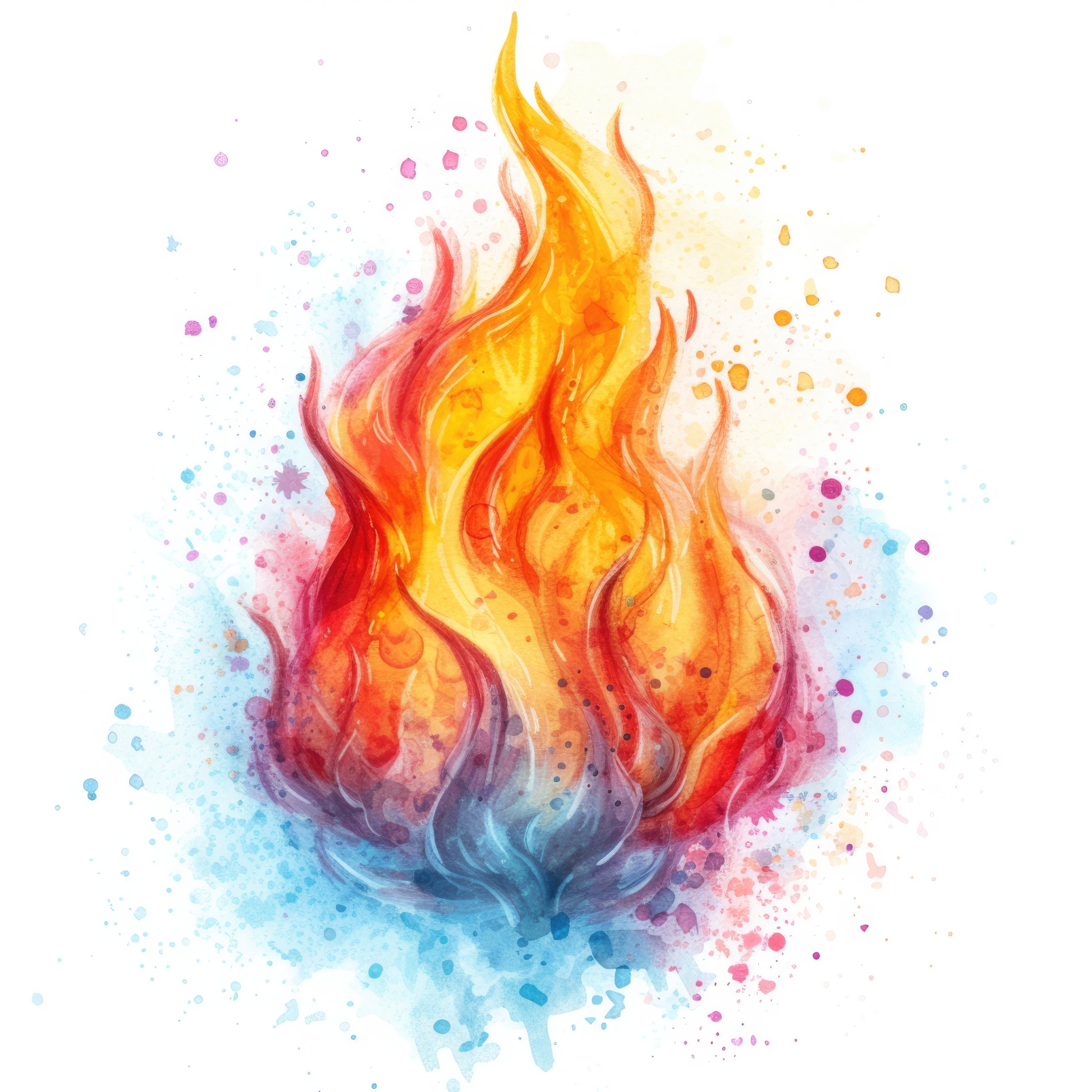 Flame Clipart Fire Overlays: Campfire Clip Art, Watercolor Fire ...