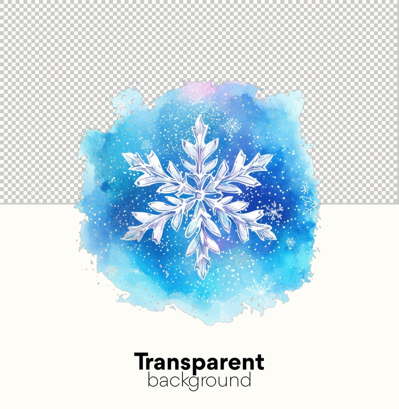 Snowflake Clipart: Watercolor Christmas, Winter Snow Clipart ...