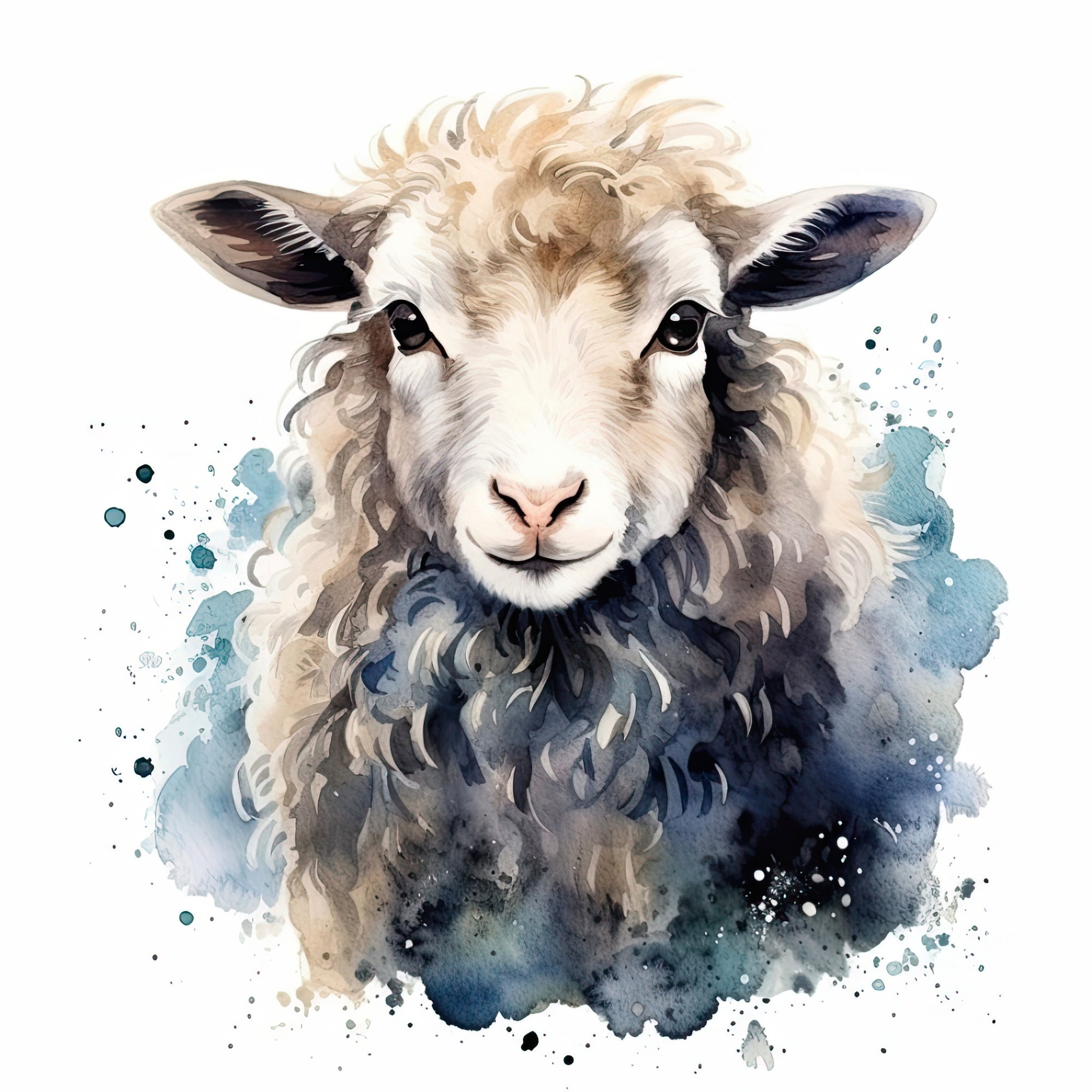 Watercolor Sheep Clipart Bundle Digital Download, Baby Shower Farm ...