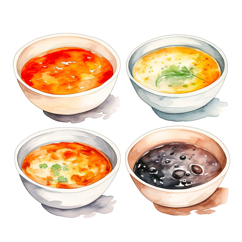 Soup Clipart Collection: Watercolor Food Clipart, Digital Download for ...