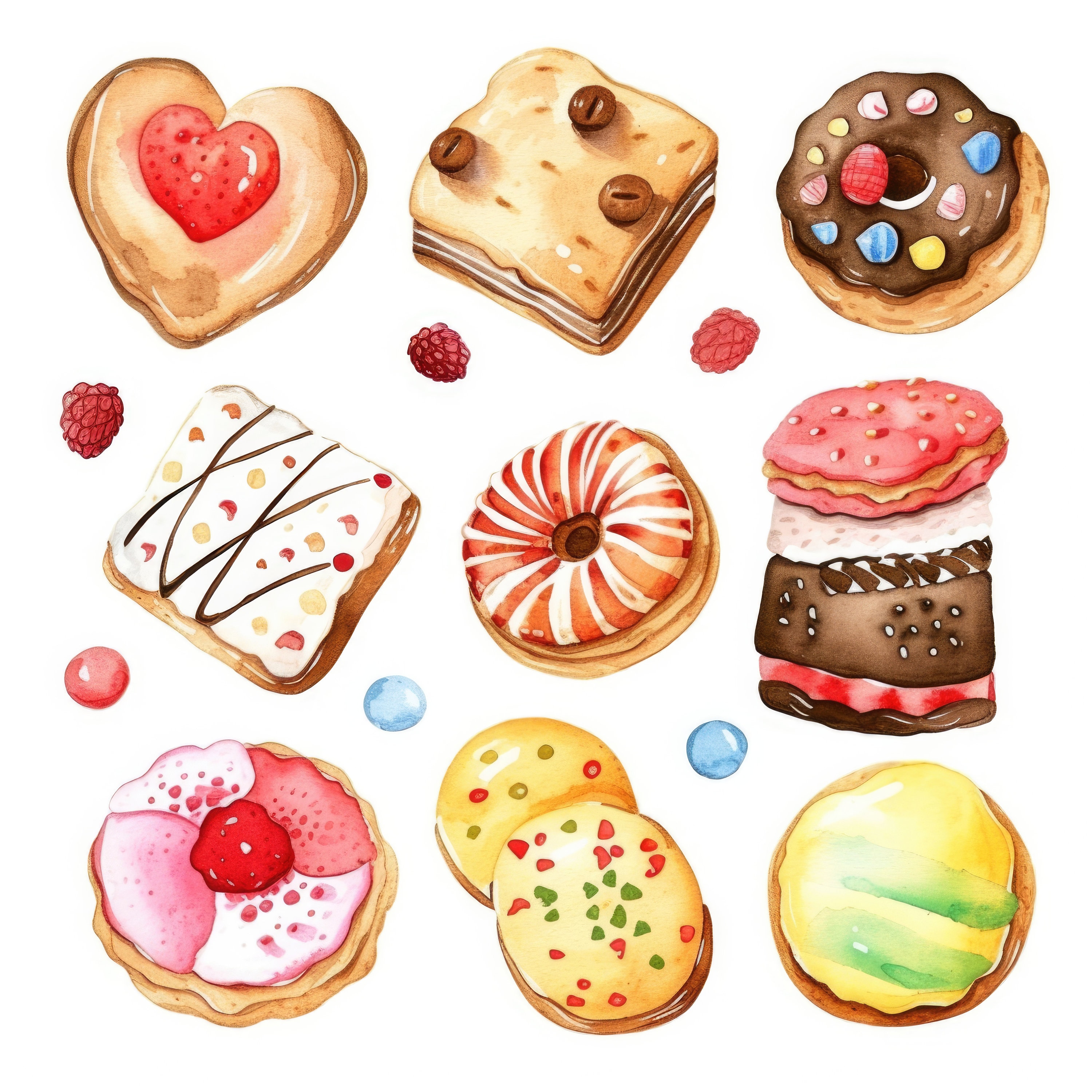 Cookies Clipart Bundle - Food & Baking Clipart, Watercolor Cookies ...