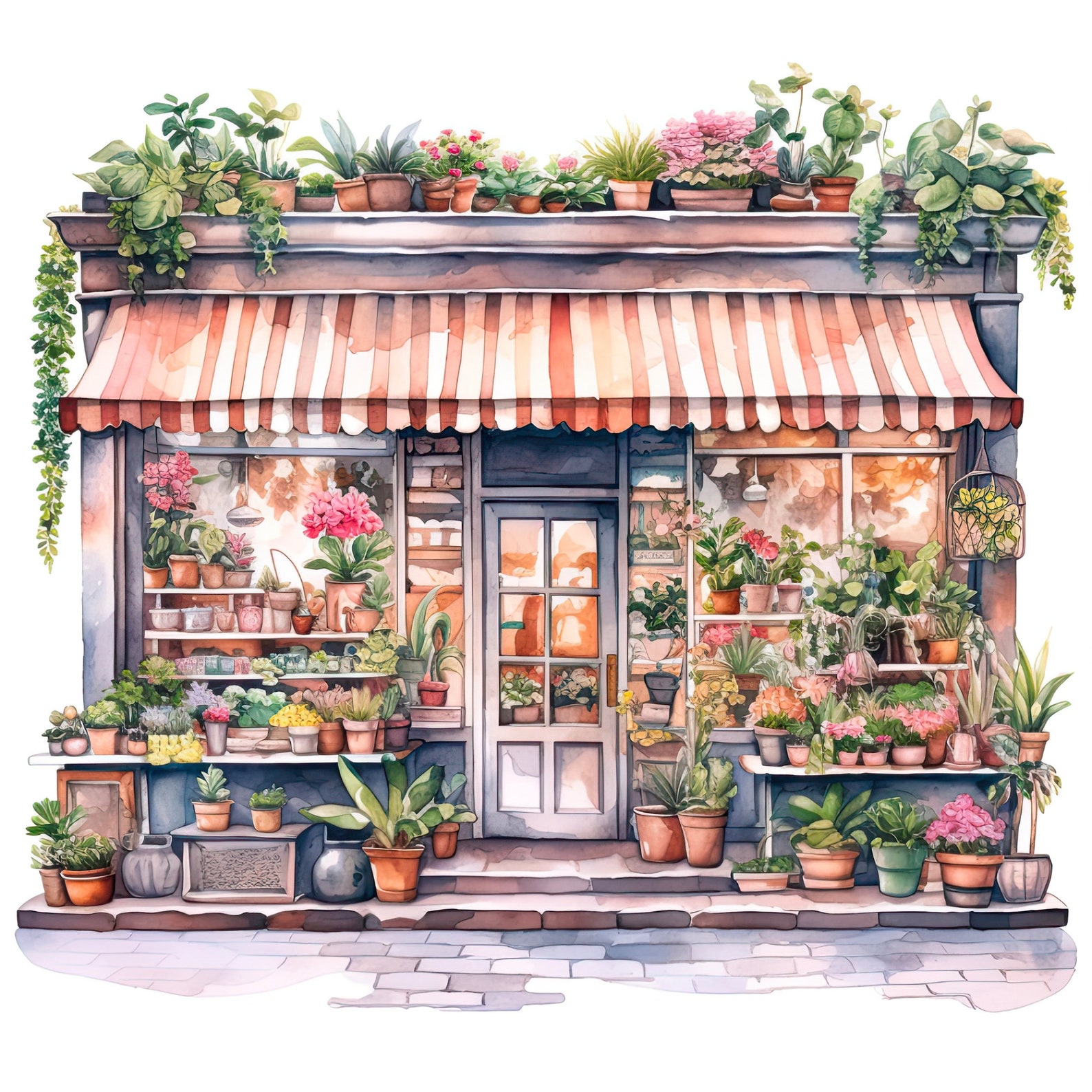 Watercolor Floral Storefronts Clipart - Spring Clipart, Cute Flower ...