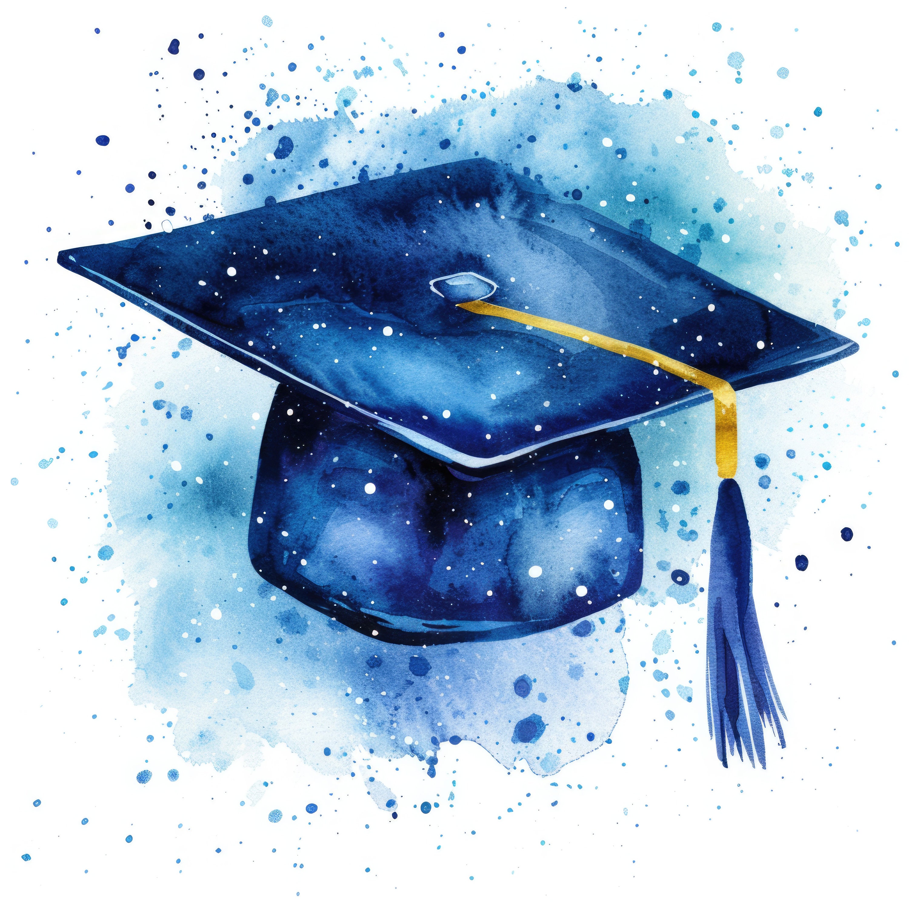Graduation Cap Clipart 38 High-quality Jpgs Watercolor, Digital ...