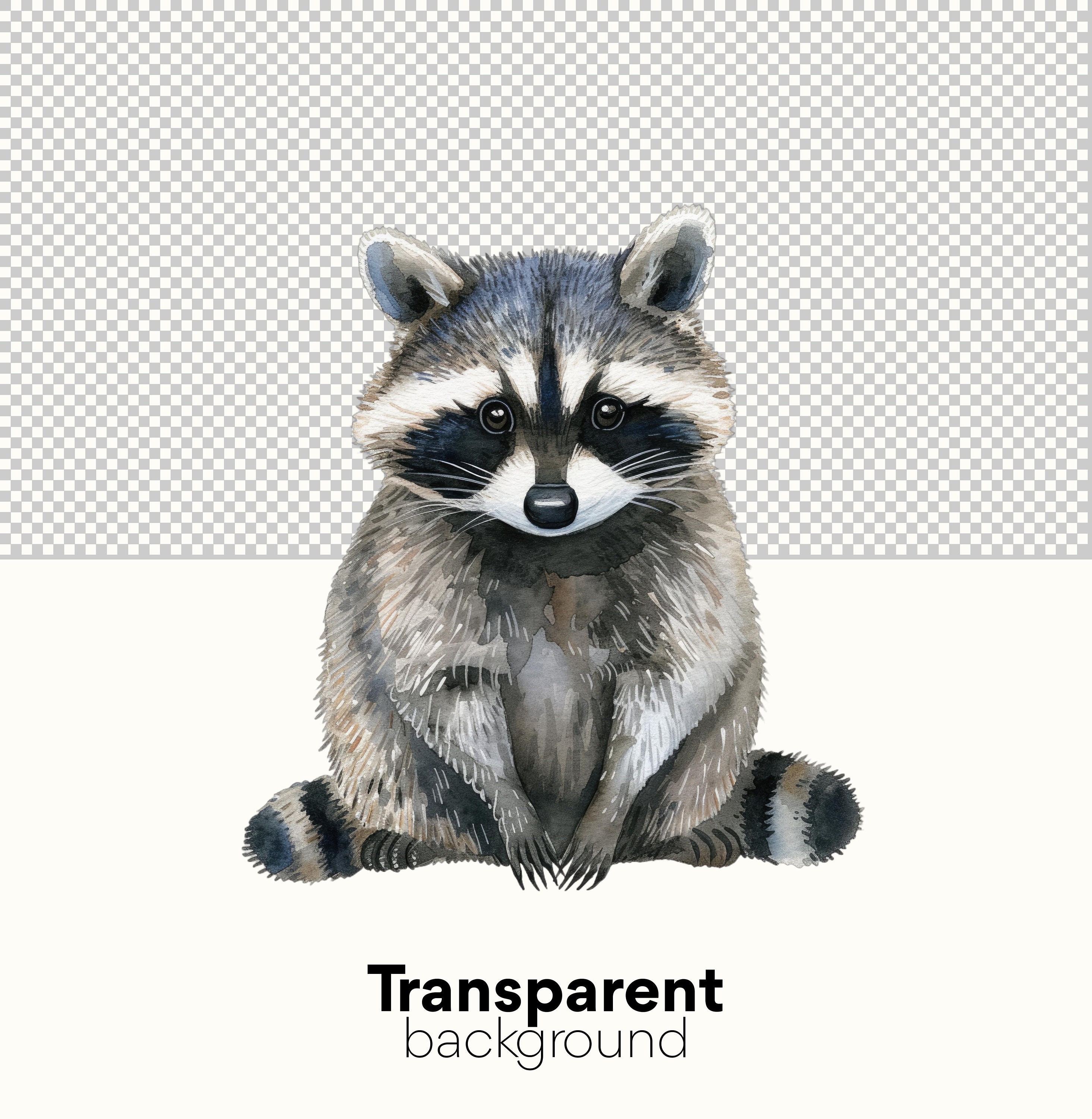 Raccoon Clipart Pack: Watercolor Raccoon PNG Digital Download for ...