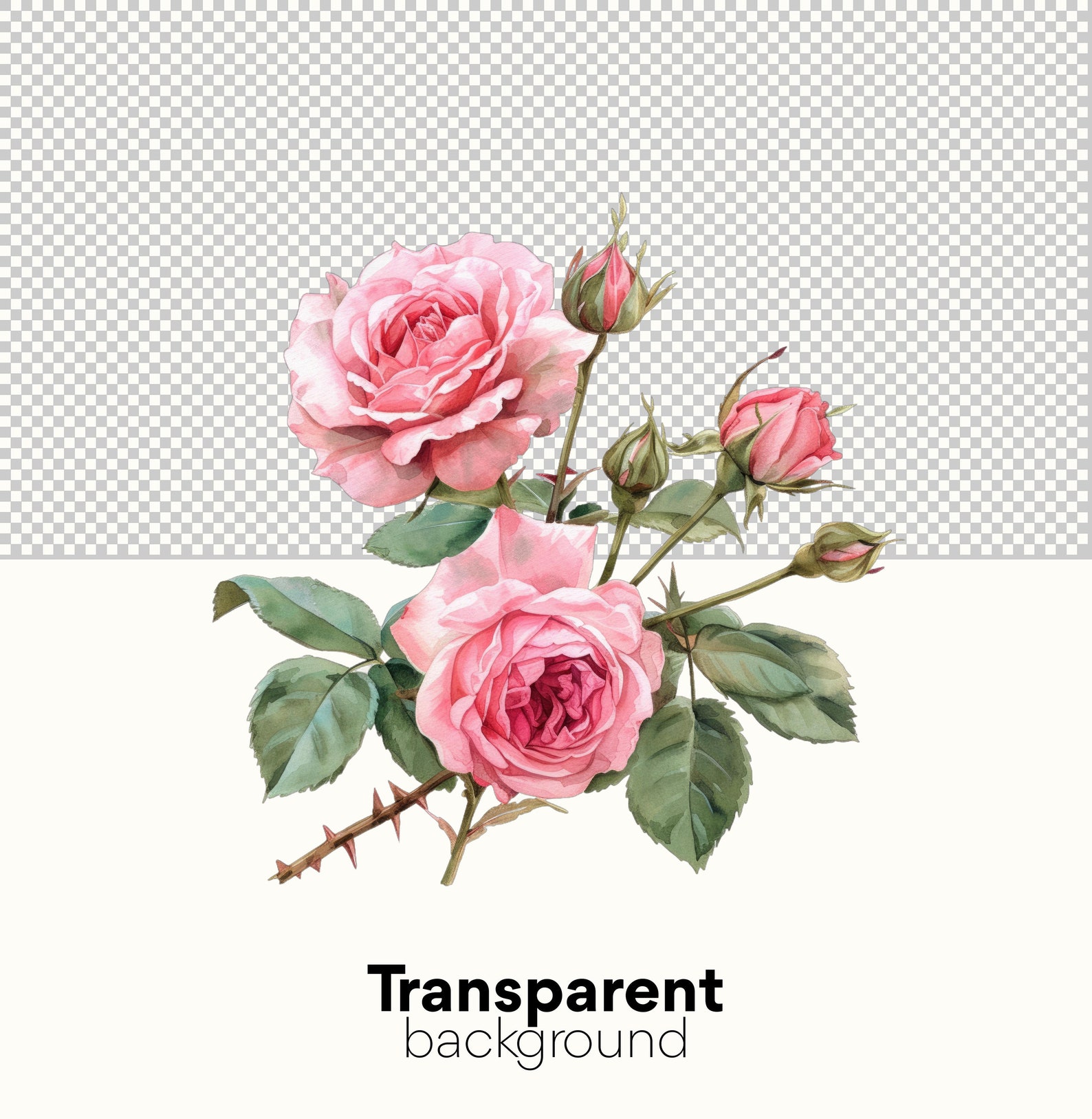 Pink Roses Clipart, Blush Watercolour Roses Digital Download, Wedding ...