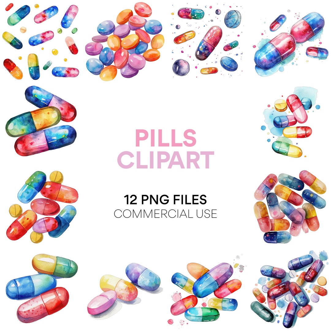 Pills Clipart: Rainbow Pills, Medicine and Medication Clipart, Health ...