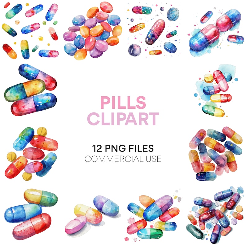 Pills Clipart: Rainbow Pills, Medicine and Medication Clipart, Health ...