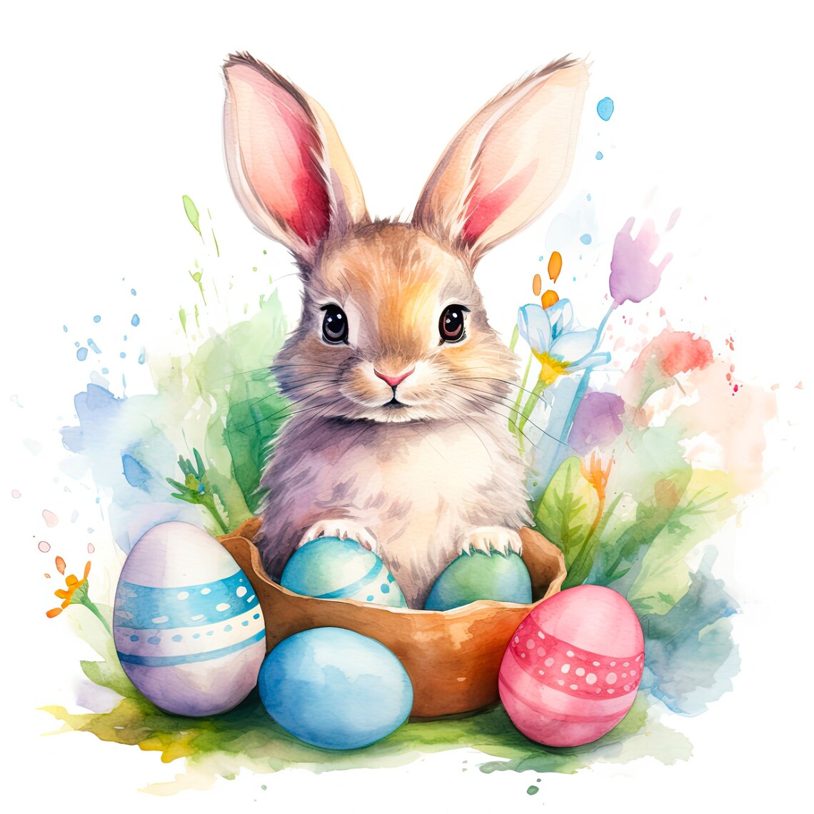 Easter Clipart: Watercolor Easter Bunny, Spring Clipart for Commercial ...