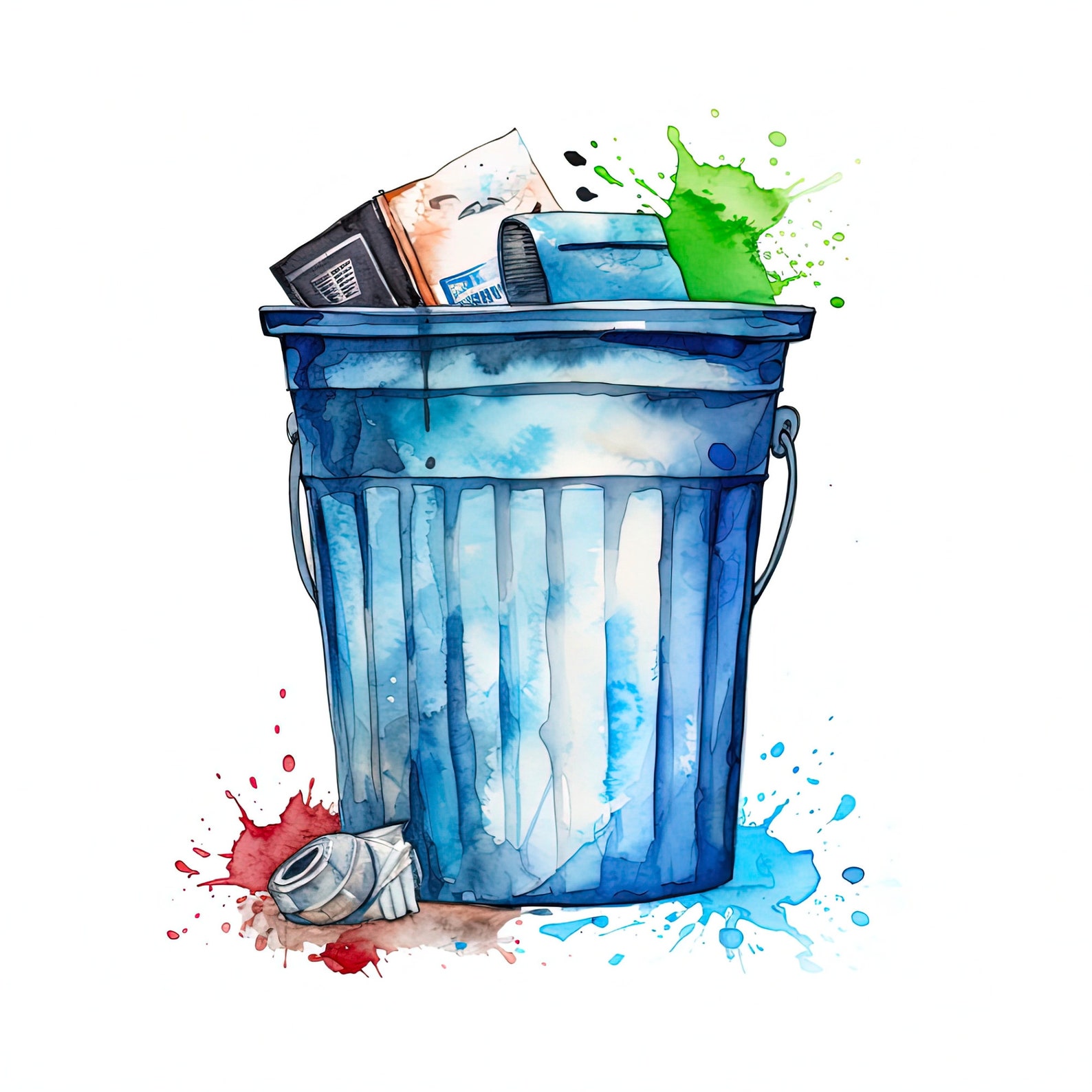 Trash Can Clipart, Cute Garbage Can Digital Clip Art, Planner Clipart ...