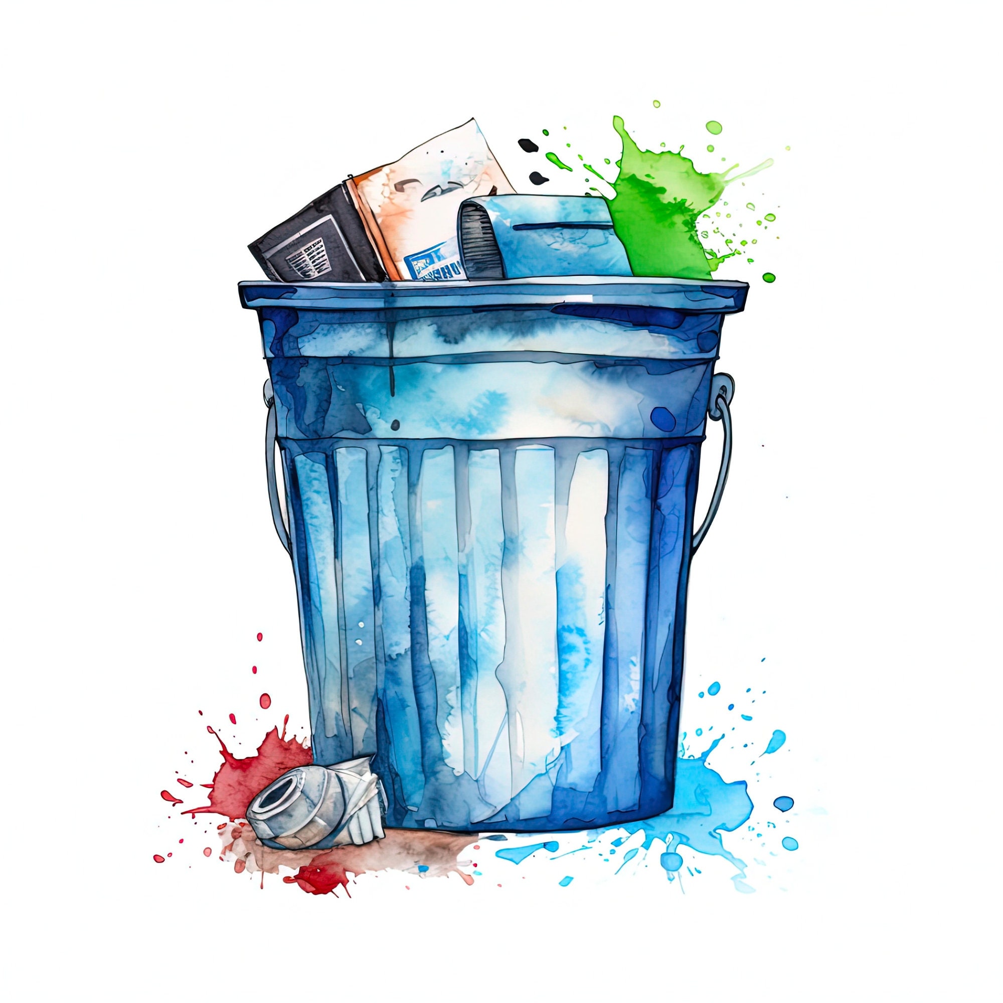 Trash Can Clipart, Cute Garbage Can Digital Clip Art, Planner Clipart ...