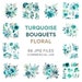 Turquoise Bouquets Floral Clipart: Rustic Wedding Vintage Flowers, Teal ...