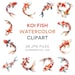 Koi Fish Clipart - Watercolor Japanese Carp Art, Tropical Fish Jpgs ...