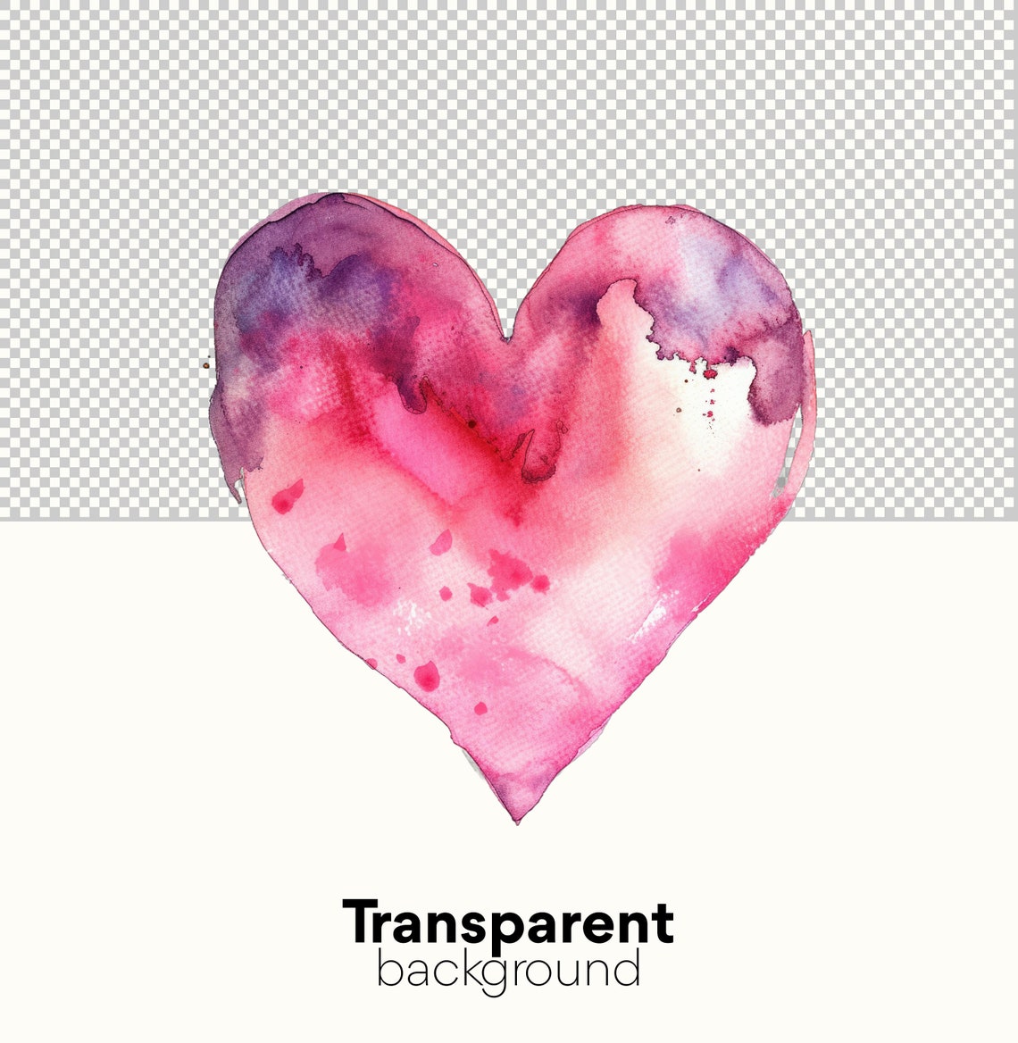 Pink Heart Clip Art, Heart Clipart, Watercolor Hearts for Mother's Day ...