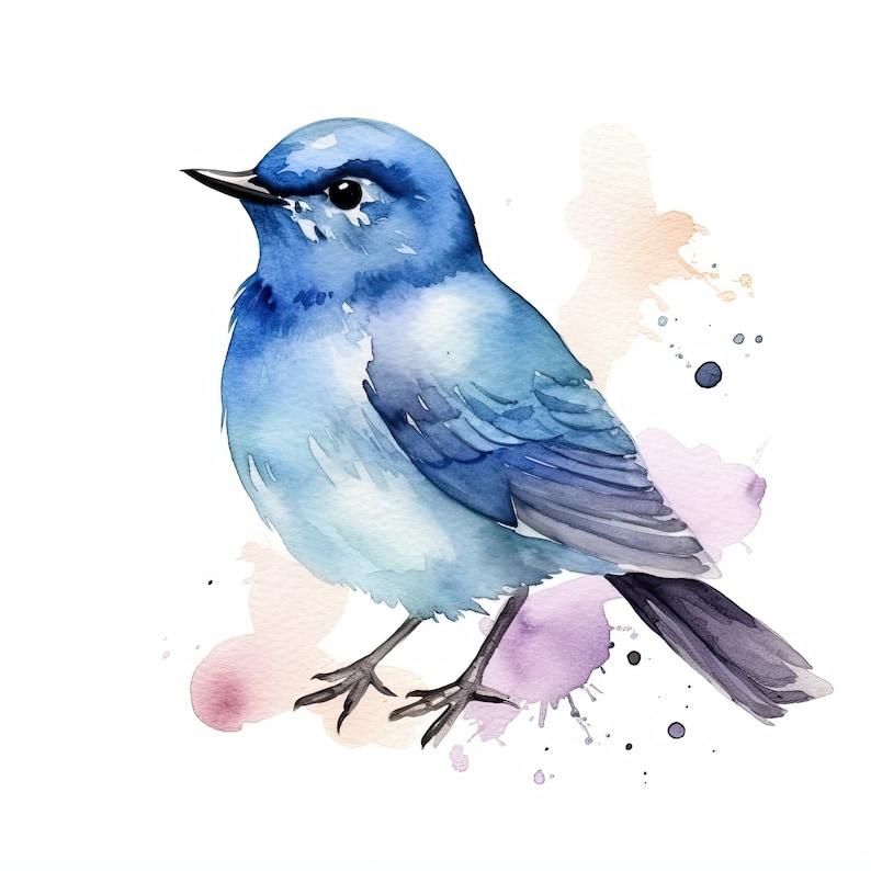 Blue Bird Clip Art, Digital Download, Watercolor Painting, Clipart Pack ...