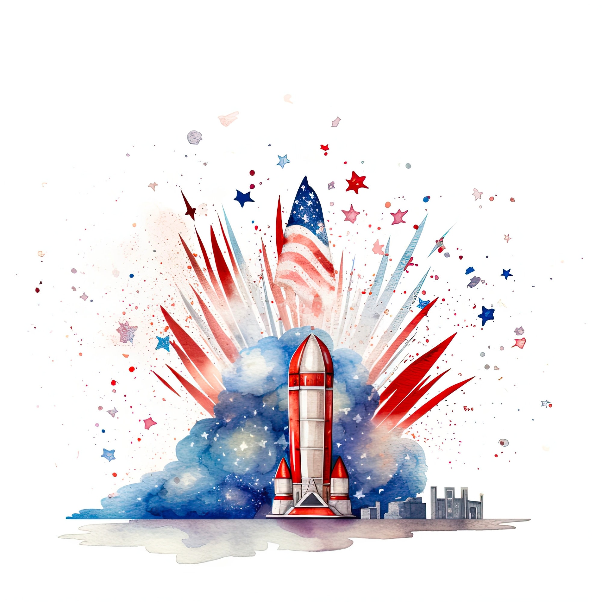 4th of July Clipart: Patriotic Watercolor Digital Download - American ...