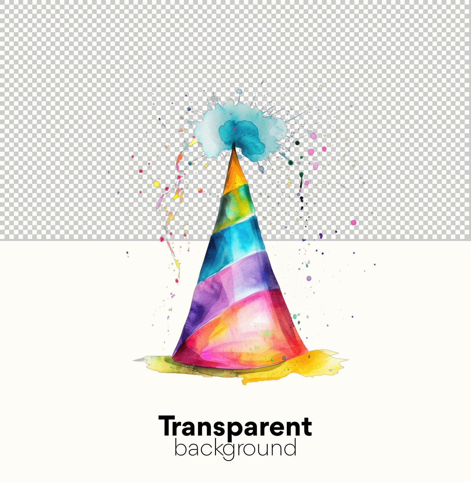 Party Hat Clipart: Birthday Clipart, Digital Download, Watercolor Party ...