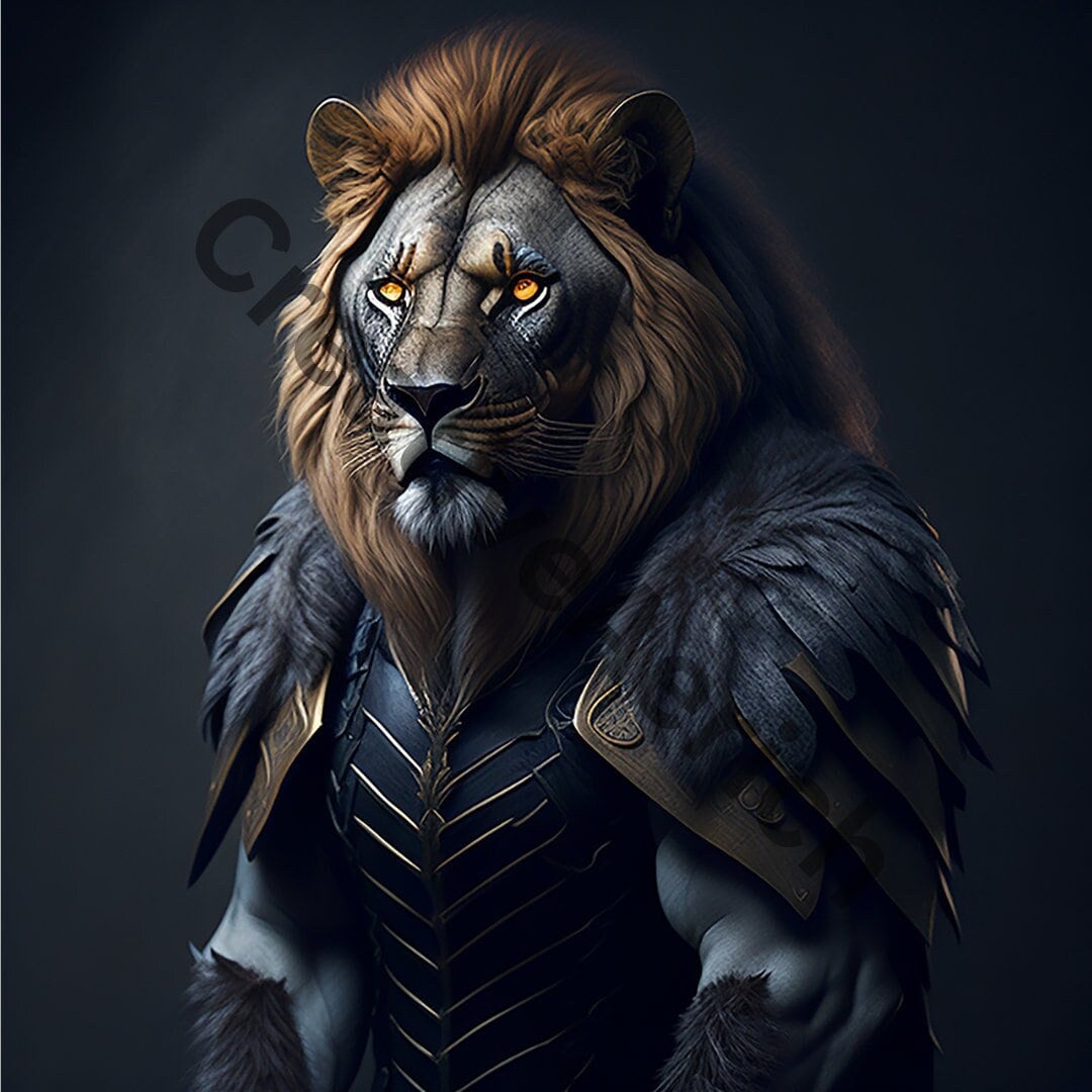 Leonard the Lion-man Digital Art Print Wall Art AI Generated AI Art Digital Download Home Decor ...