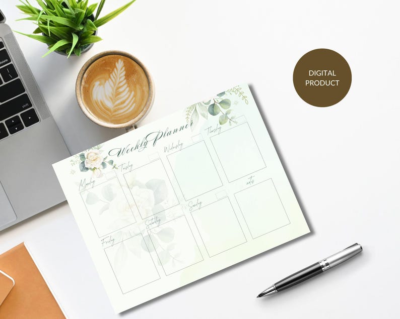 Weekly Planner Printable, Watercolor Eucalyptus Undated to Do List - Etsy